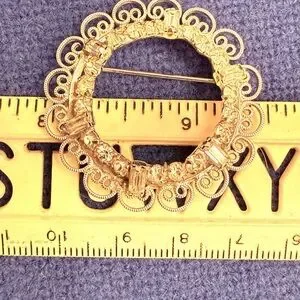 Jewelry | Sterling Silver Jf Circular Filigree Rhinestone Brooch ...
